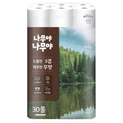 나무야나무야 도톰한 3겹 깨끗한 무향 27m (30롤) [1팩] - 에누리 가격비교