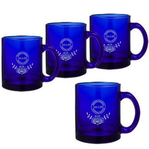Allin 쯔비벨블루 북유럽풍 코발트블루 손잡이 글라스 머그잔 350ml [4개] - 에누리 가격비교