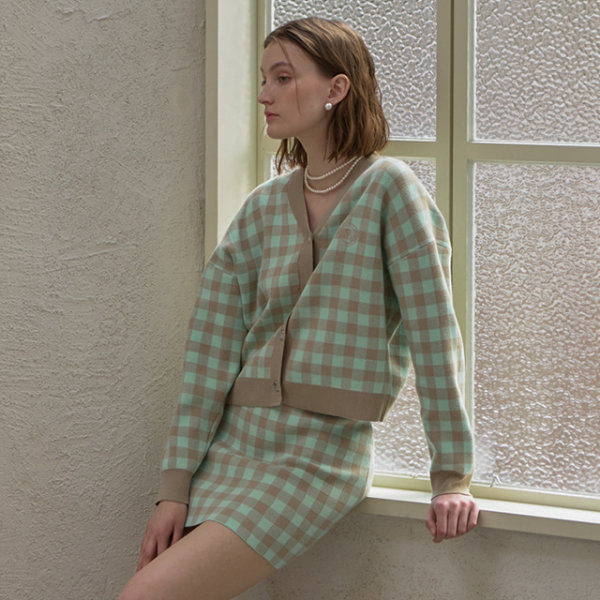 나인 캔디 셋업 깅엄체크 니트 가디건 CD-2028 - 에누리 가격비교