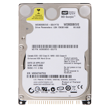 Western Digital Scorpio Blue EIDE/5400/8M/노트북용/리퍼비시 [WD800BEVE, 80GB ...
