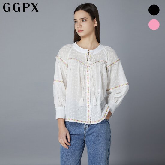 GGPX 플라워 테이핑 벌룬 프린지 블라우스 GOHSHB94F - 에누리 가격비교