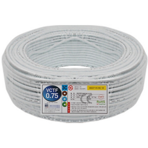 백만볼트샵 VCTF 전선 백색 0.75SQ x 2C [100m] - 에누리 가격비교