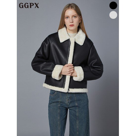 GGPX 에코 퍼 배색 레글런 페이크 레더 무스탕 GOZMU003F - 에누리 가격비교