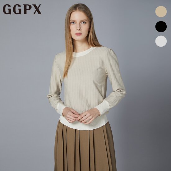 GGPX 투톤 배색 퍼프 니트 GOAKP010F - 에누리 가격비교