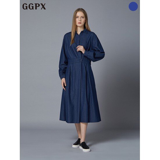 GGPX 데님 백 밴딩 웨이스트 랩스타일 플레어 원피스 GOAOP013F - 에누리 가격비교