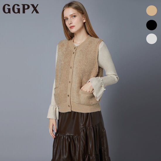 GGPX 골드 버튼 뽀글이 니트 베스트 GOAVT010F - 에누리 가격비교
