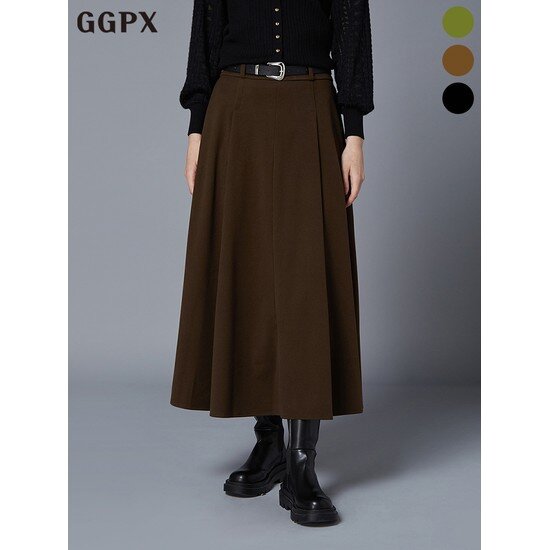 GGPX 백 밴딩 포멀 벨티드 핀턱 롱 스커트 GOASK033F - 에누리 가격비교