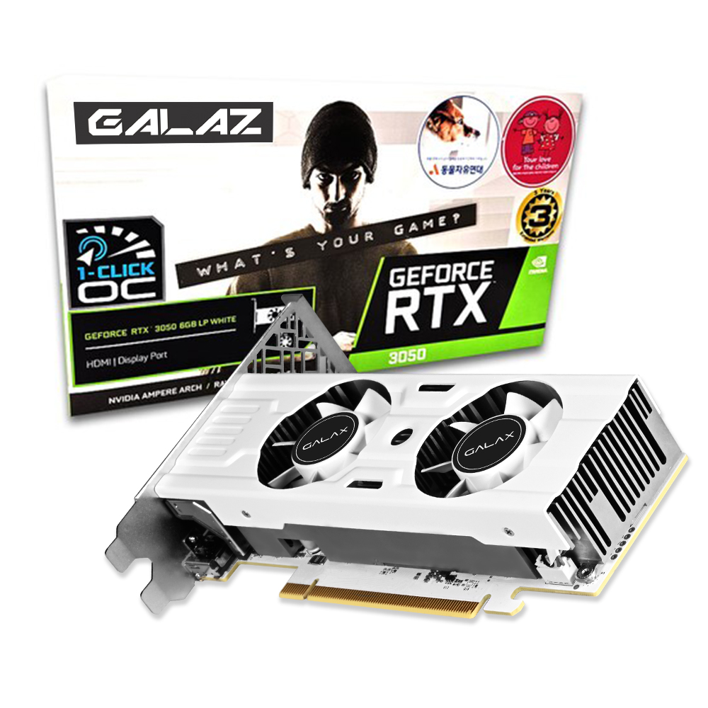 갤럭시 GALAZ 지포스 RTX 3050 WHITE D6 6GB LP - 에누리 가격비교