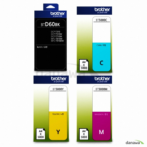 Brother BTD60BK, BT5000C, BT5000M, BT5000Y 4색 세트 (정품) : 에누리 가격비교