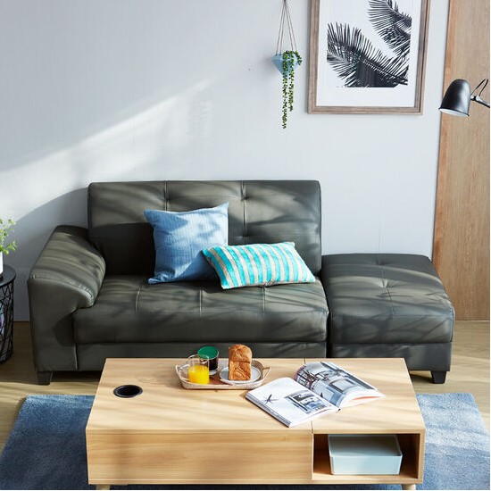 데코라인 링크 라텍스폼 구스다운 가죽소파 2인용 [스툴포함] - 에누리 가격비교