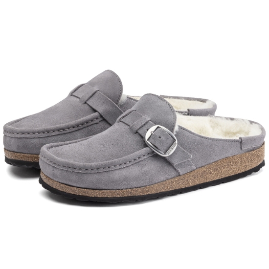 버켄스탁 여성용 버클리 좁은발볼 FUR Buckley Suede Shearling 샌들 1020671 Whale Gray 230 ...